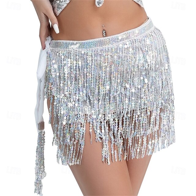 Samba Dancewear Belly Dance Performance Costume Sequin Tassel Hip Scarf ...