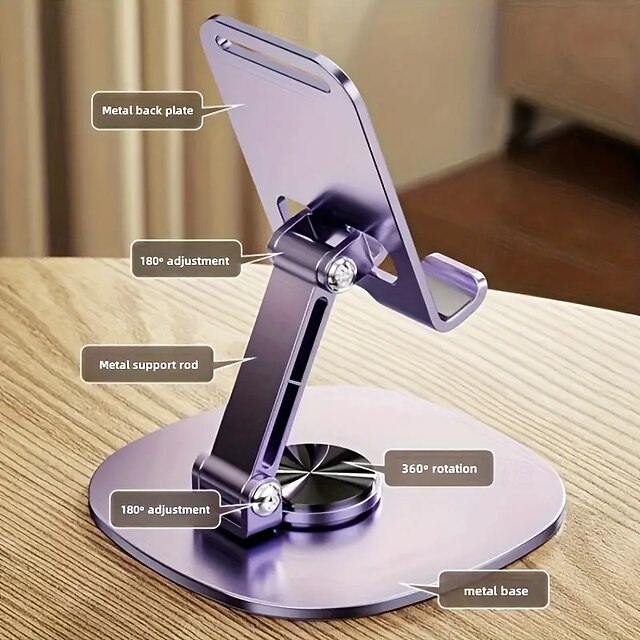 360-Degree Rotating Metal Phone StandCompact and Portable Foldable ...