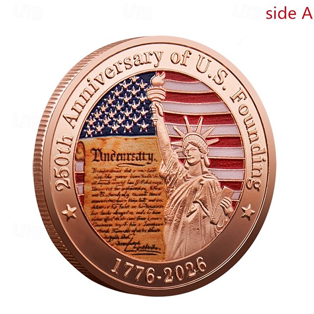 250th Anniversary Commemorative Coins - Golden American Flag & Liberty ...