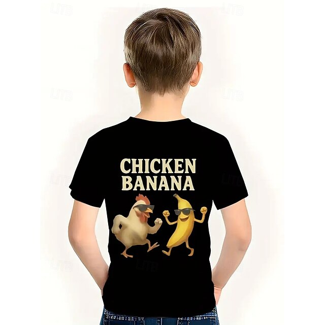 Cotton Kids Boys' Black Graphic Funny Slang 67 T shirt Blouse Crew Neck ...