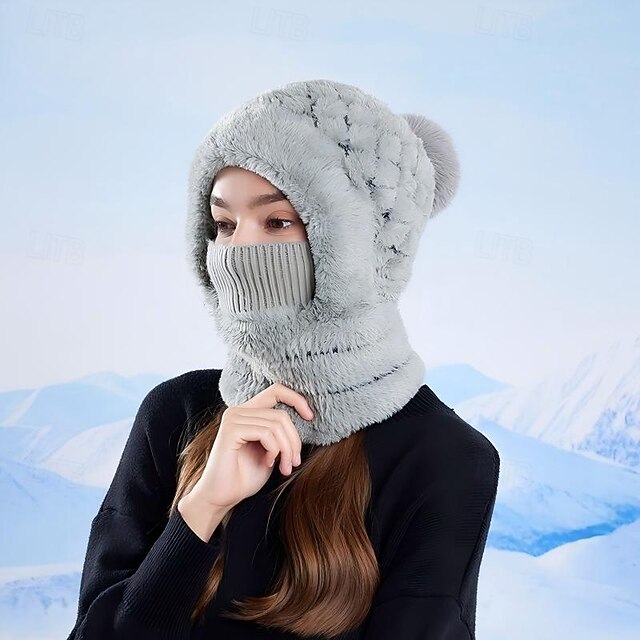 3-in-1 Beanie Hat Neck Warmer Face Cover Winter Warm Beanie Hat with ...