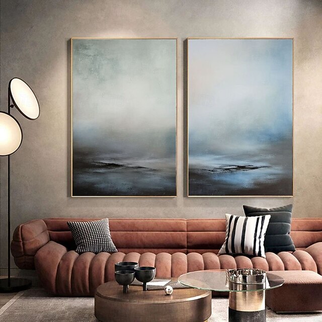 Hand Painted Set of 2 Abstract Landscape Paintings Original Wall Art ...