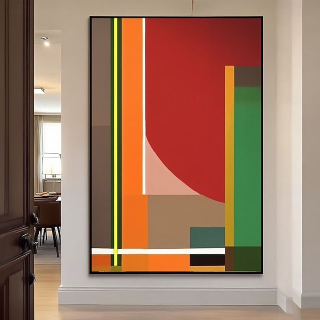 Hand Painted Colorful Abstract Patchwork Painting Modern Multicolor ...