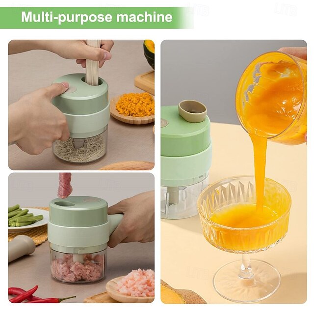 4 in 1 Handheld Electric Vegetable Chopper Set, Wireless Mini Food ...