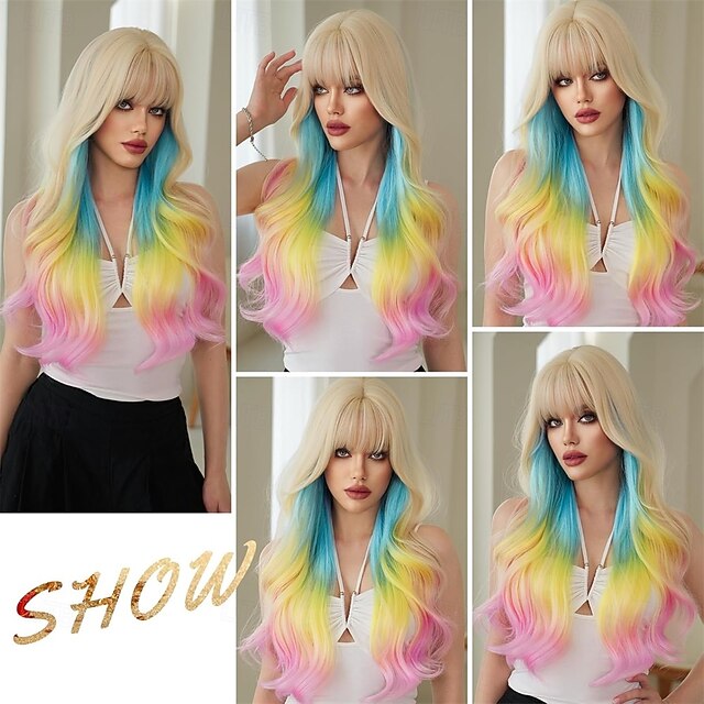 Carnival Wig 2026 Blonde Pink Red Curly Wavy Long Synthetic Festival ...