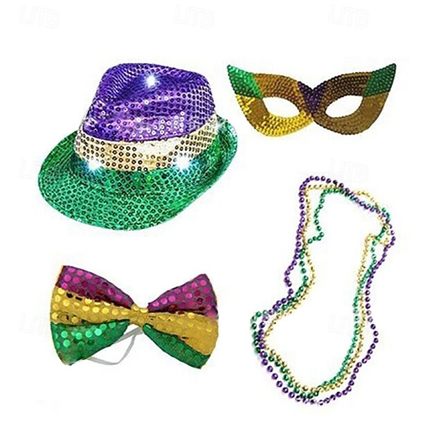 Carnival Costume Carnival Hat Mask Bow Tie Cosplay Mardi Gras Colors ...