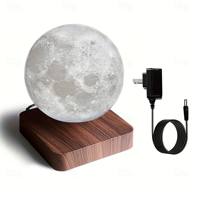 Floating Moon Lamp Magnetic Rotating Lunar Night Light 3 Color Modes ...