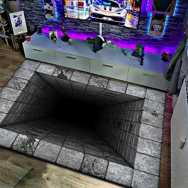 3D Optical Illusion Rug Visual Trap Floor Mat Non Slip Vortex ...