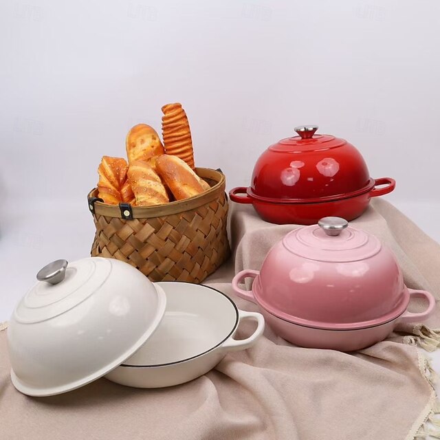 Multi Functional Enamel Cast Iron Dutch Pot With Lid Enamel Pot, Used ...