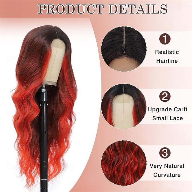 Carnival Wig 2026 Pink Red Black Curly Wavy Long Synthetic Festival Wig ...