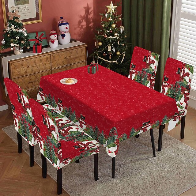 Christmas Tablecloth and Chair Cover Set Festive Dining Table Decor ...