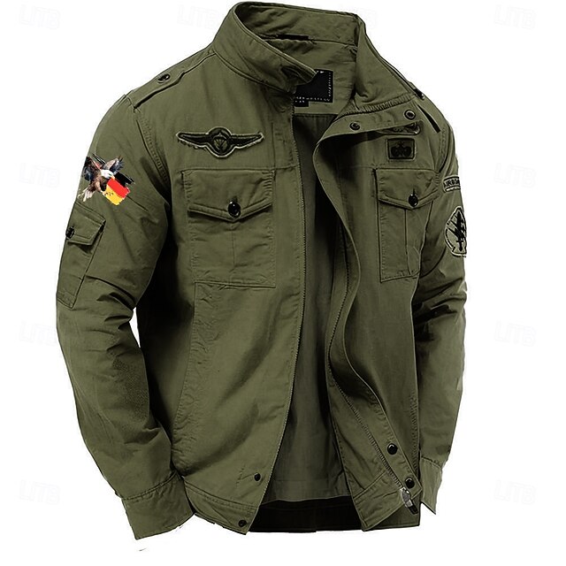 Men's Eagle Germany National Flag Cargo Jacket Windbreaker Military ...