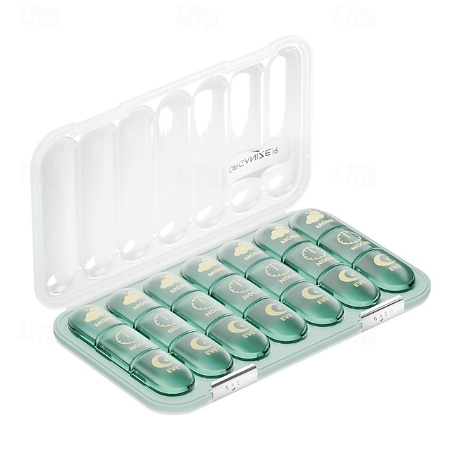 21/28 Compartment Portable Pill Organizer, 7 Days Weekly Medication ...