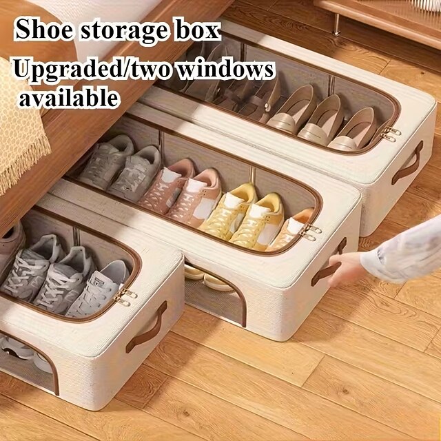 Foldable Window Shoe Cabinet - Stackable Under-Bed Storage Organizer ...