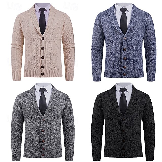 Homme Pull Gilet Cardigan Côtelé Torsadé Tricoter Hauts Réguliers ...