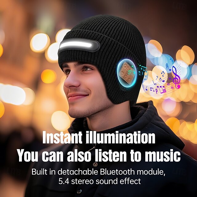 Wireless Bluetooth Music Knitted Hat New Outdoor LED Lighting Luminous ...