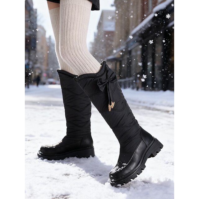 Botas de neve femininas pretas impermeáveis e acolchoadas – couro ...