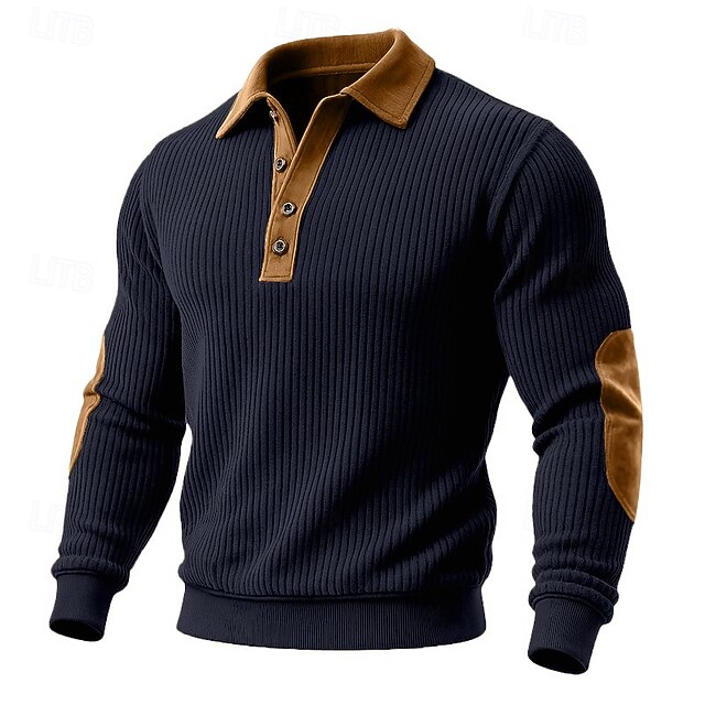 Men's Sweatshirt Pullover Button Up Hoodie Ribbed Knit Army Green ...