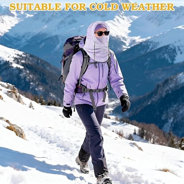 Ski Mask Winter Thermal Windproof Full Face Cover Fleece Lined Hood Hat for Skiing Cycling ...