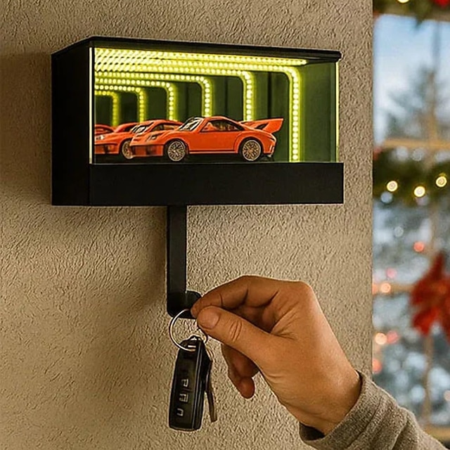 Infinity Garage Keychain, Wall Mount Car Garage Key Holder, 3D Illusion ...