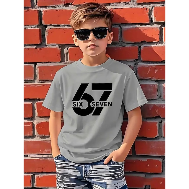 Boys' 3D Graphic Funny Slang 67 T shirt Tee Short Sleeve 3D Print ...