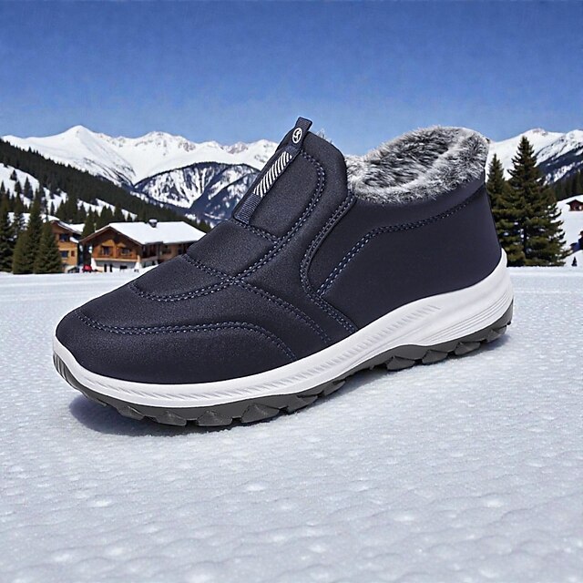 Men's Non-Slip Warm Winter Slip-On Sneakers with Faux Fur Lining ...
