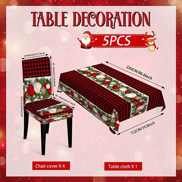 Christmas Tablecloth and Chair Cover Set Festive Dining Table ...
