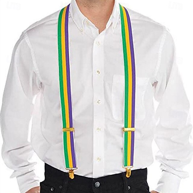 Carnival Costume Carnival Bow Tie Suspenders Cosplay Mardi Gras Colors ...