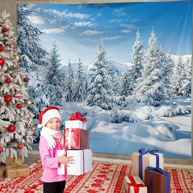 Winter Snow Forest Tapestry White Alps Mountain Winter Scene Tapestry ...