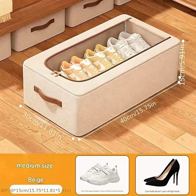 Foldable Window Shoe Cabinet - Stackable Under-Bed Storage Organizer ...
