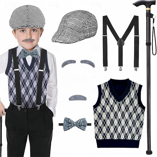 Carnival Costume 100th Day of School Costume 2026 Old Man Grandpa ...
