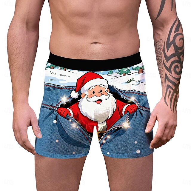 Noël Boxer Short Sous-Vêtements cadeau de Noël père Noël Graphique pour ...