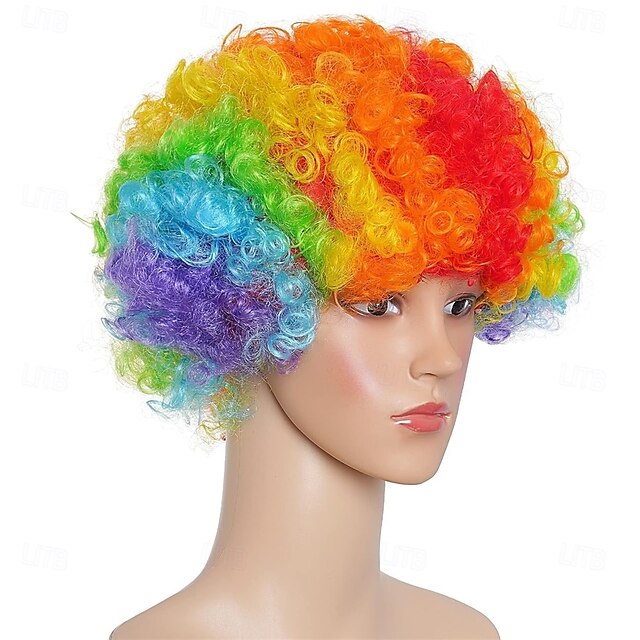 Carnival Wig 2026 Red Blue Purple Curly Afro Short Synthetic Festival ...