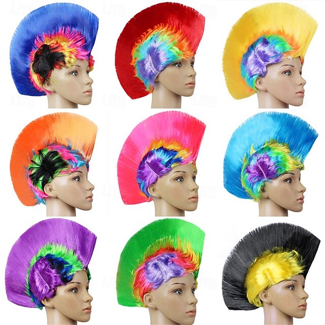 Carnival Wig 2026 Pink Red Black Straight Short Synthetic Festival Wig ...
