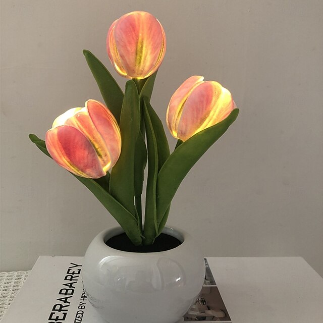 NEW USB Plug-in LED Tulip Flower Light Night Light No Battery Required ...