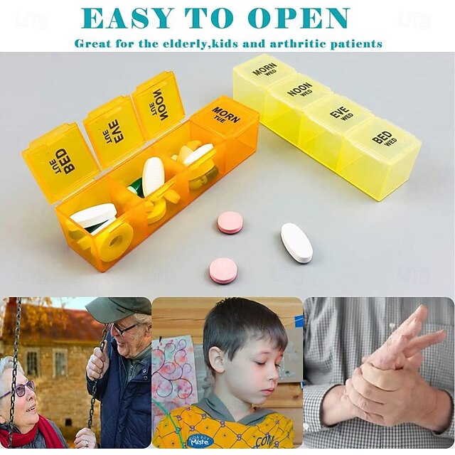 Weekly Pill Box Organiser, Small Pill Box 7 Day 4 Times A Day, BPA Free ...