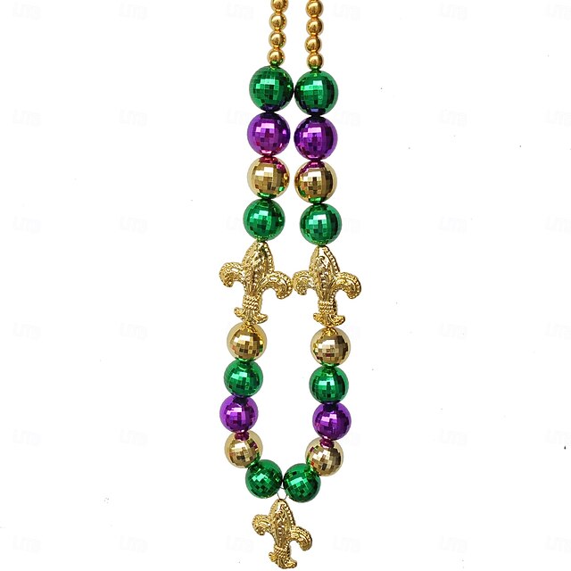 Carnival Costume Carnival Bead Necklaces Cosplay Mardi Gras Colors ...
