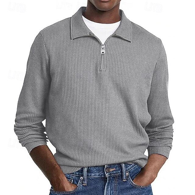 Men's Polo Shirts Quarter Zip Polo Daily Wear Date Quarter Zip Long ...