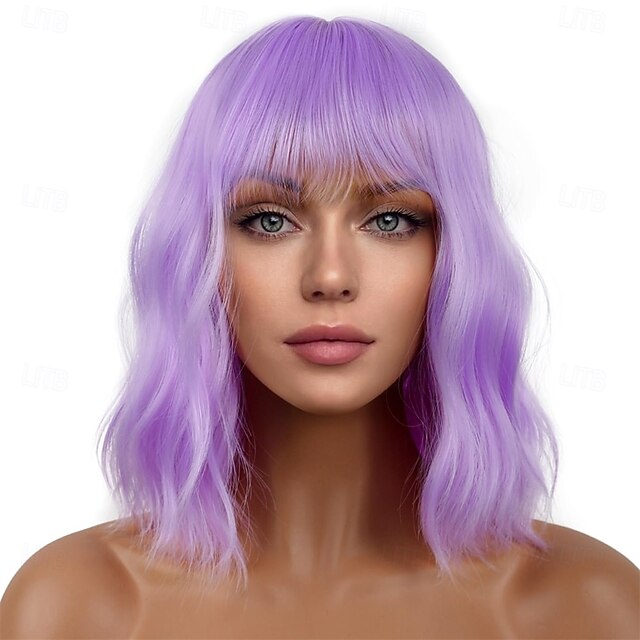 Carnival Wig 2026 Pink Blue Purple Curly Bob Short Synthetic Festival ...