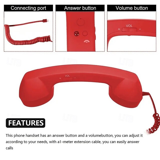 Retro Phone Handset Type C Wired Receiver for Smartphone Classic ...