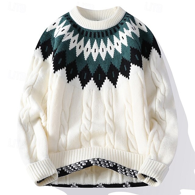 Homme Pull Pull Tricoté Côtelé Tricoter Hauts Réguliers Tricoté Rhombe ...