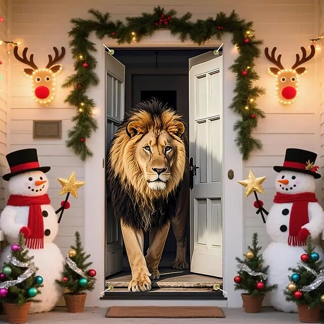 Christmas Posters Door Cover Outdoor Banners Cow Cute 3D Party Dorm ...