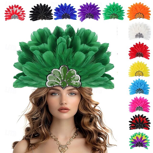 Mardi Gras Feather Headdress – Colorful Carnival Headpiece for Festival ...