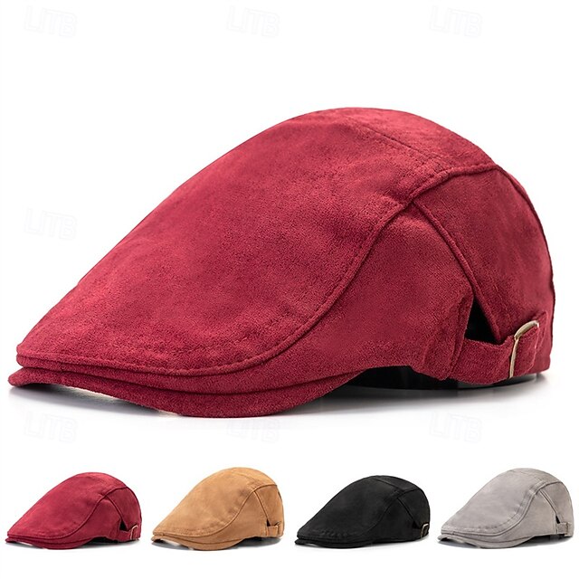Men's Flat Cap Ascot Hat Newsboy Hat Black Wine Polyester Fashion ...