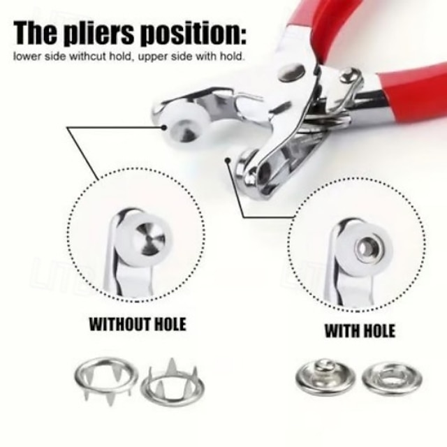 100 Sets Metal Snaps Buttons with Fastener Pliers Press Tool Kit ...