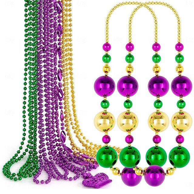 Carnival Costume Carnival Big Bead Necklaces Cosplay Mardi Gras Colors ...