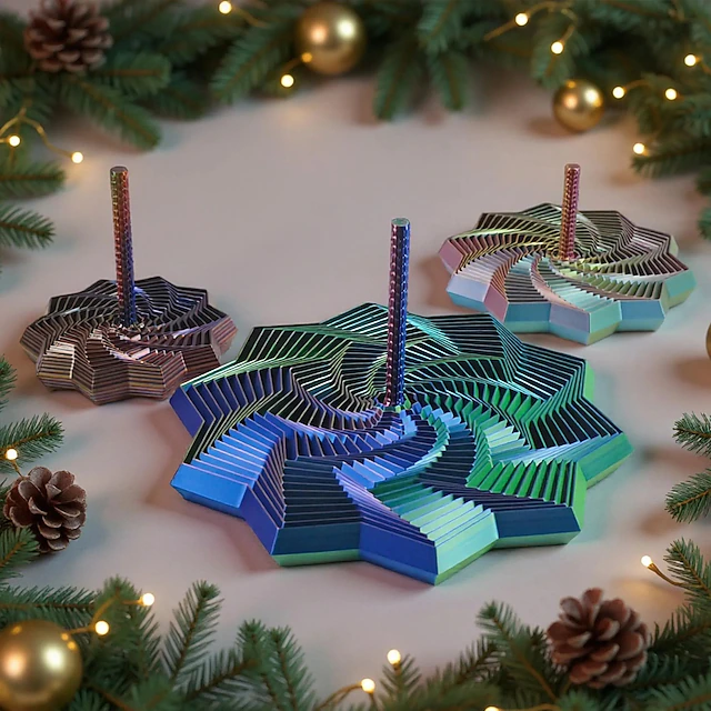 Fidget Star with Handle Hypnotic Visual Sound Stress Relief Spinner, 3D ...