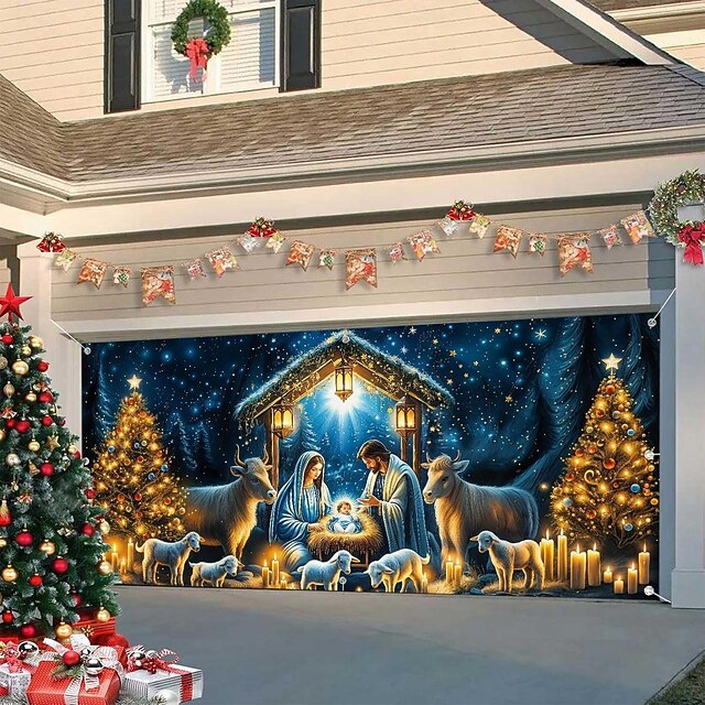 Christmas Nativity Scene Garage Door Decoration for Homes Cover, Xmas ...