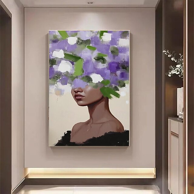 Large handmade Abstract Portrait Oil Painting On Canvas Minimalist ...