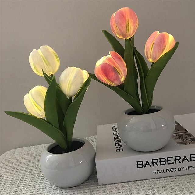 NEW USB Plug-in LED Tulip Flower Light Night Light No Battery Required ...